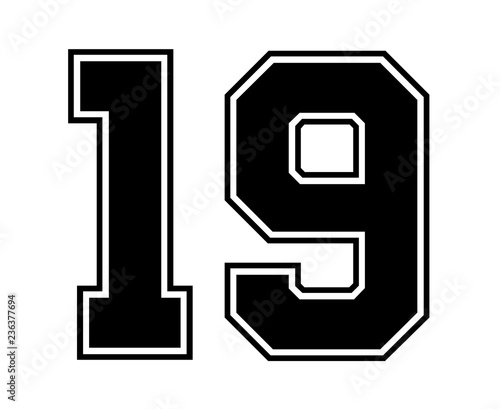 "Classic Vintage Sport Jersey Number 19 in black number on white ...