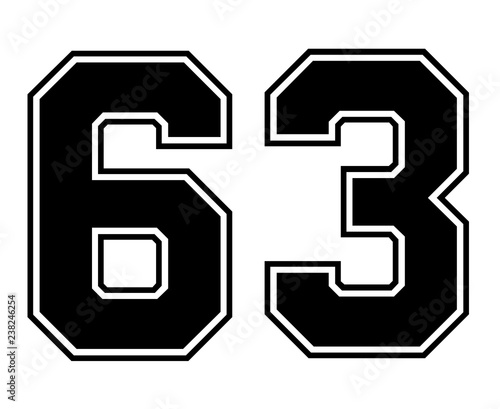 "Classic Vintage Sport Jersey Number 63 in black number on white ...