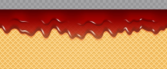 Sewing fabric with Jam Melted on Wafer Background. Transparent Cherry ...