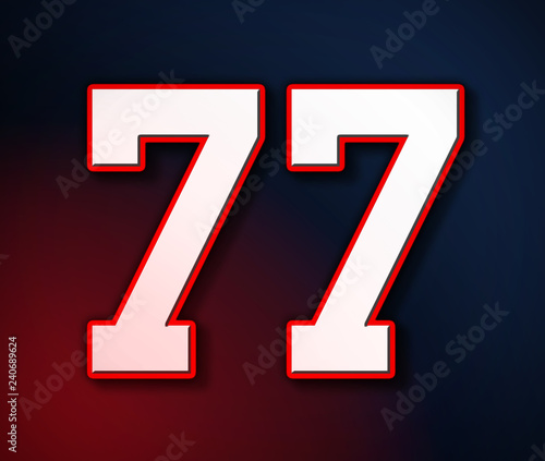 "American Football Classic Vintage Sport Jersey Number 77 in white, red ...