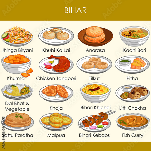 "illustration of delicious traditional food of Bihar India" Stock image ...
