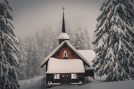 Old Churches In Snow