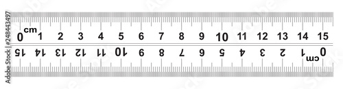 "Ruler 15 centimeter. Ruler 150 mm. The direction of marking on the ...