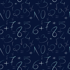 Sewing fabric with numbers and mathematical symbols seamless vector ...