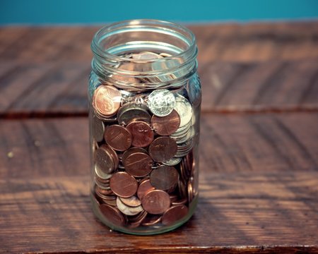Mason Jar Of Pennies