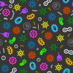 Sewing fabric with Bacteria and Virus Microbe Seamless Pattern. Vector ...