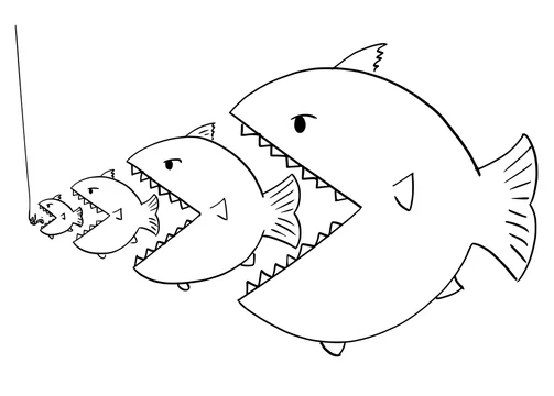 Shark Eating Fish Drawing