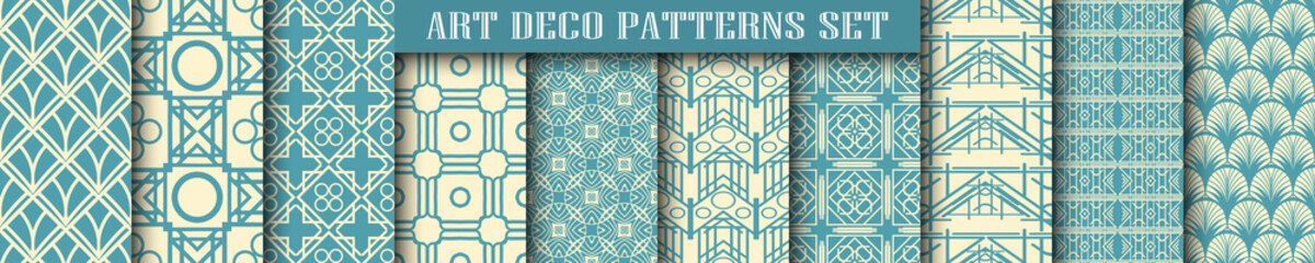 Tissu à coudre avec Vector modern tiles patterns collection. Set of abstract art deco seamless ...