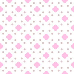 Sewing fabric with Pattern of pink and cream on white background ...