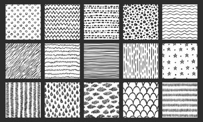 Sewing fabric with Hand drawn seamless textures. Sketch pattern ...