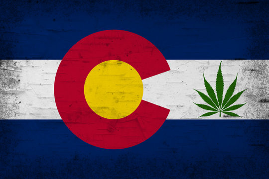 Colorado Flag With Pot Leaf