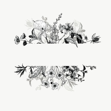 Horizontal Flower Arrangement Drawing | Best Flower Site
