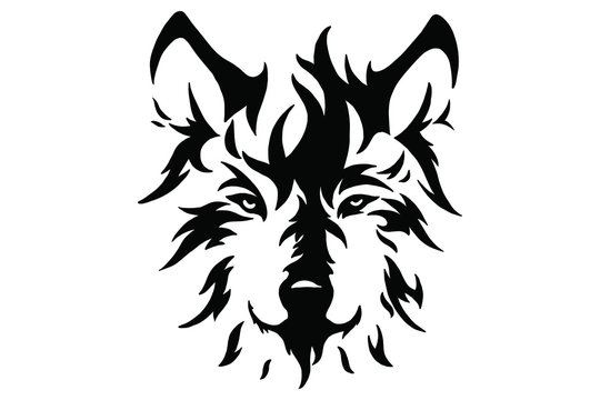 Wolf Face Tribal Tattoo