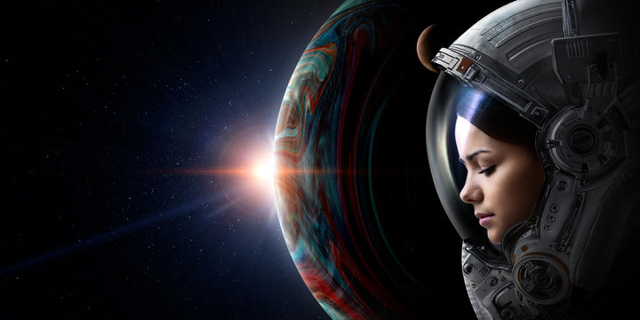 Floating Astronaut Woman