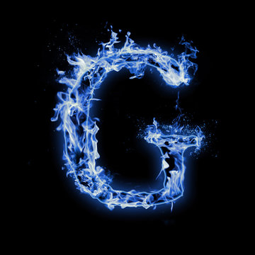 Letter K In Blue Fire