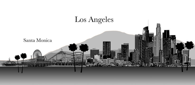 Santa Monica Skyline Silhouette