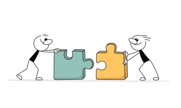 Two People Connect Cartoon Images – Browse 876 Stock Photos, Vectors ...