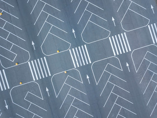 Diagonal road marking, empty parking lot for cars with painted lines on ...