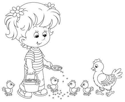 Feeding Animals Clipart Black And White