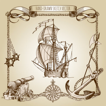 Simple Shipwreck Drawing In Progress