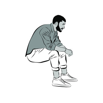 Man Sitting Down Drawing