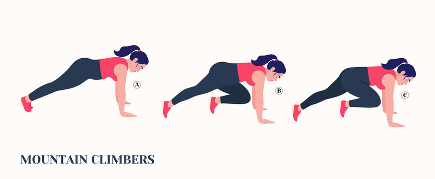 Mountain Climbers Exercise Cartoon