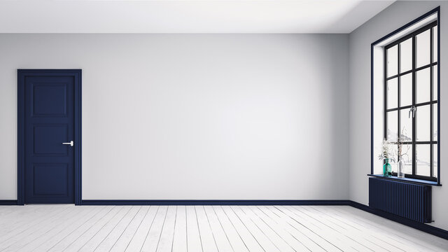 Empty Room With Door Empty Room On Construction Site Stock Photo