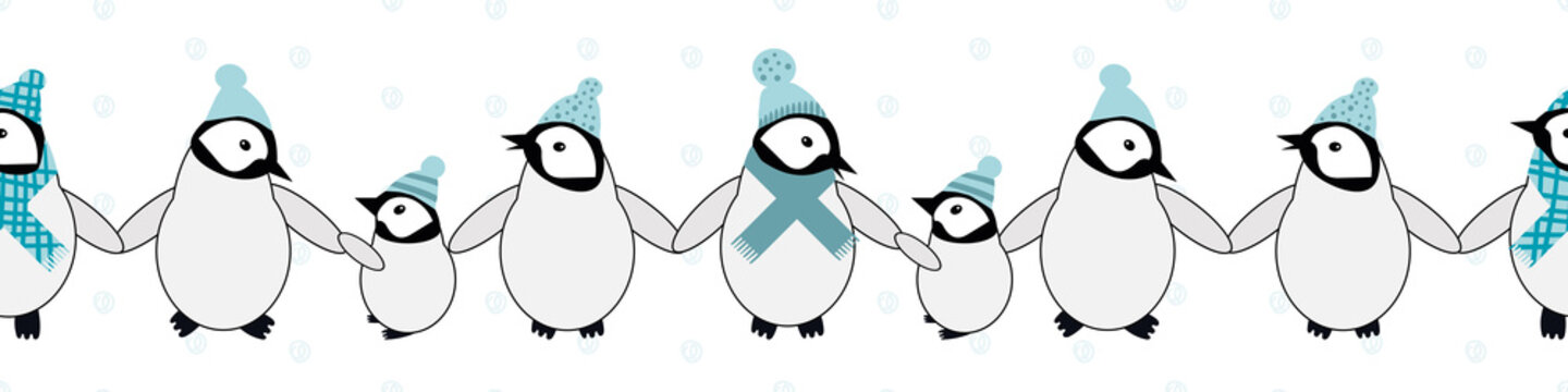 Winter Penguin Clip Art Border
