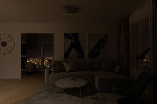 Dark Living Room Night