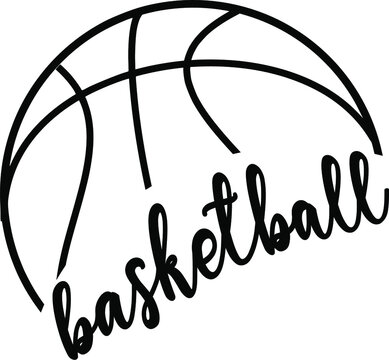 Half Basketball Clip Art Black And White