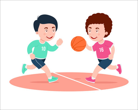 Playing Basketball With Friends Clipart