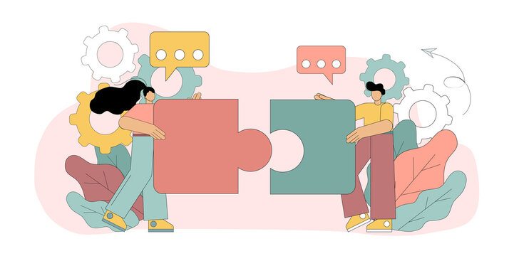 Two People Connect Cartoon Images – Browse 814 Stock Photos, Vectors ...