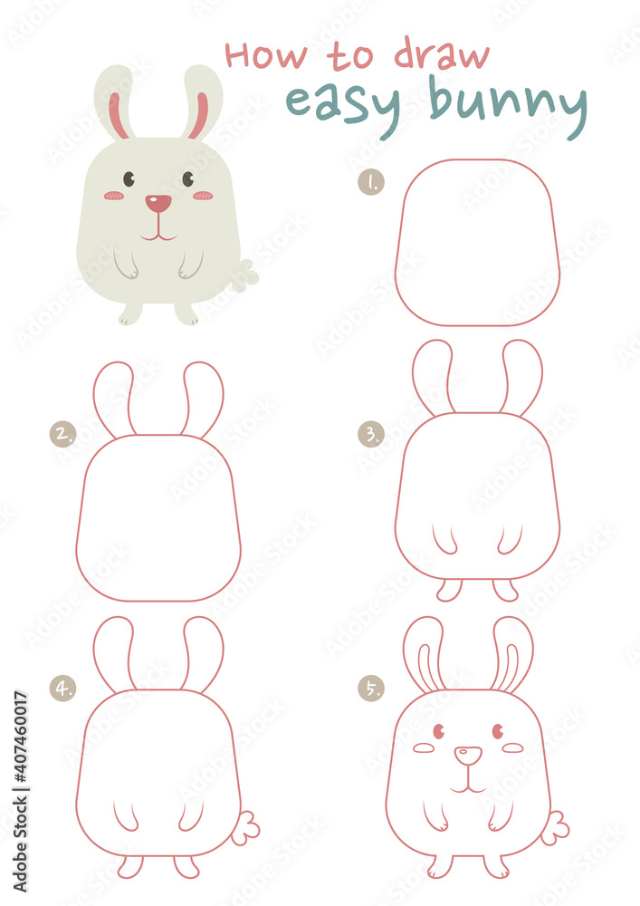 Poster: How to draw a bunny vector illustration Draw a bunny step by ...
