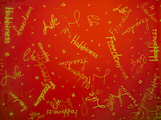 Sewing fabric with red background handwritten text font - CottonBee