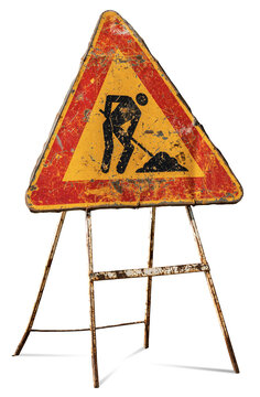 Men At Work Orange Sign