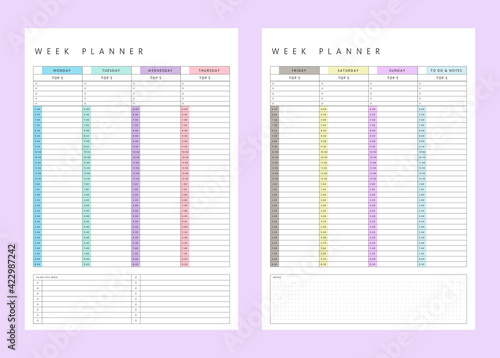 Paper Printable Minimalist Purple Week To A Page Planner Bundle Five ...