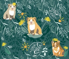 Sewing fabric with Vector seamless pattern of guinea pigs in wild herbs ...