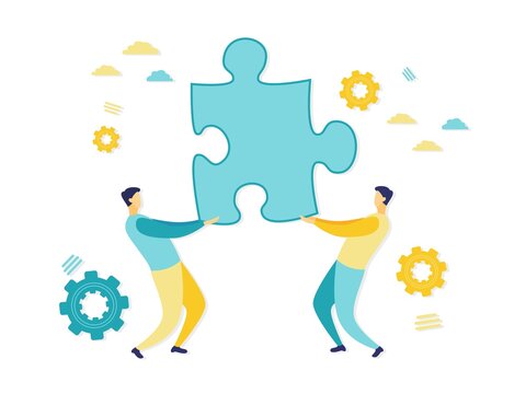 Two People Connect Cartoon Images – Browse 814 Stock Photos, Vectors ...