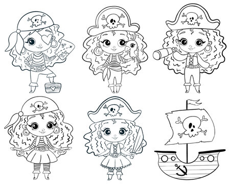 Girl Pirate Coloring Page