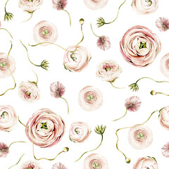 Sewing fabric with Watercolor floral seamless pattern. Hand painted ...