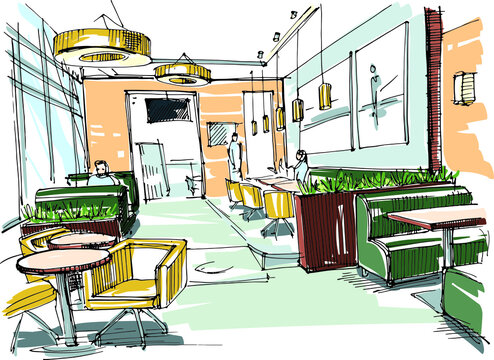 Restaurant Drawing Interior Tables Images – Browse 3,733 Stock Photos ...