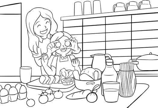 Mom Cooking Coloring Pages