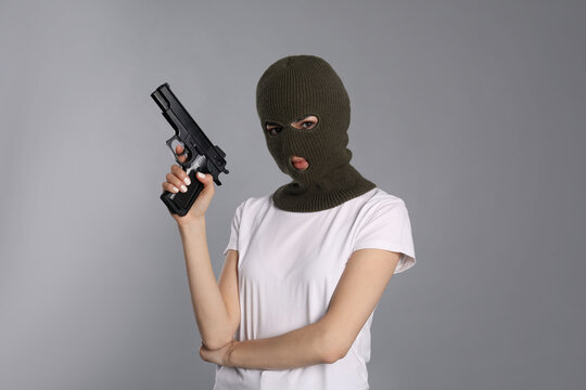 Ski Mask Robber With Gun