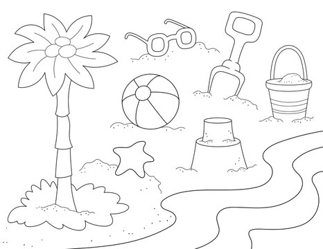 Summer Beach Coloring Pages For Kids