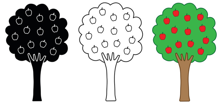 Apple Tree Clip Art Black And White