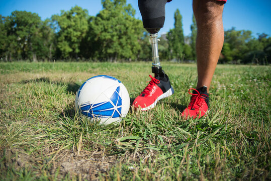 Advanced Technology with Football Player with Prosthetic Limb Kicking ...