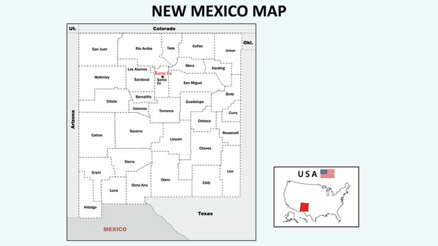 New Mexico And Texas Map With Cities And Towns