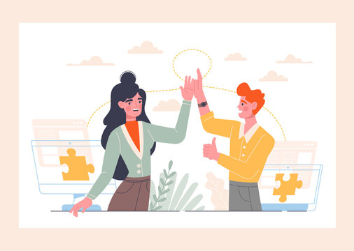 Two People Connect Cartoon Images – Browse 817 Stock Photos, Vectors ...