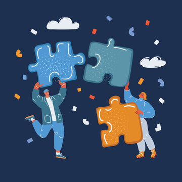 Two People Connect Cartoon Images – Browse 814 Stock Photos, Vectors ...