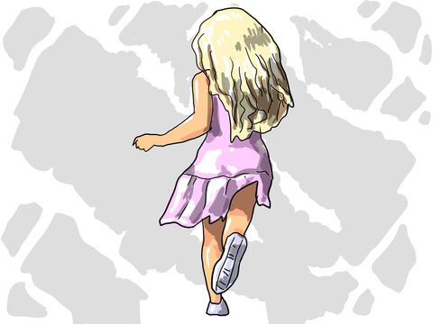 Girl Running Away Drawing
